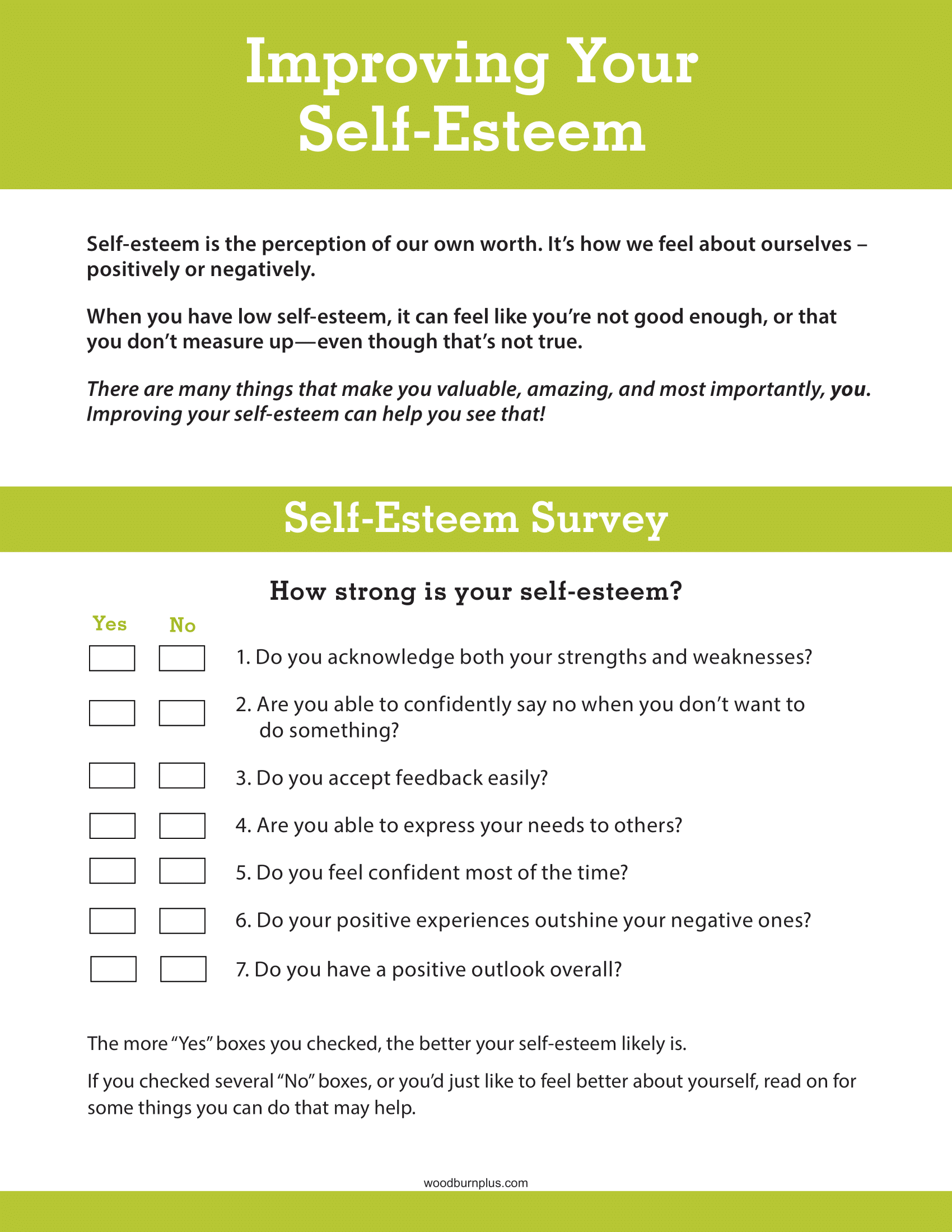 Improving Your Self-Esteem – Woodburn Plus