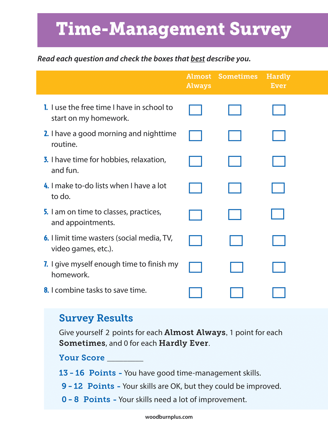 Time-Management Survey – Woodburn Plus